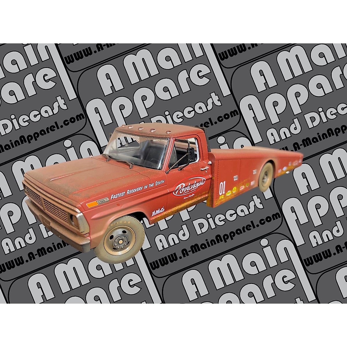 1970 F-350 Ramp Truck Red Primer (Rusted) Porkchop's Chop Shop 1/18 Diecast Model by Acme A1801416