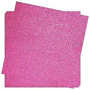 Crafasso 12" x 12" 300gms Heavy & Premium Glitter cardstock, 15 Sheets, Raspberry
