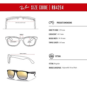 Ray-Ban RB4264 601/J0 58M Black/Blue Mirror Gold Gradient Polarized Rectangular Sunglasses For Men For Women + BUNDLE with Designer iWear Care Kit