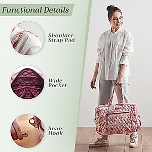 Maison d' Hermine Weekend Bag Cotton Quilted Duffel Overnight Luggage Weekender Gym Bag for Gifts Travel Men Women Business Travellers Family Trip, The Miller - Red