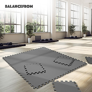 BalanceFrom Puzzle Exercise Mat with EVA Foam Interlocking Tiles for MMA, Exercise, Gymnastics and Home Gym Protective Flooring, 3/4" Thick, 24 Square Feet, Gray