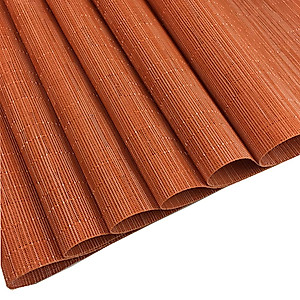 WAZAIGUR Placemats Set of 6 for Dining Table Heat-Resistant Washable Place Mats Woven Vinyl Kitchen Table Mats Easy to Clean,Orange