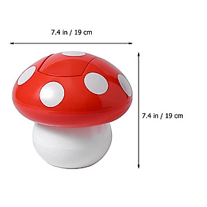 LOGOFUN Mushroom Trash Can Mushroom Waste Bin Desktop Garbage Bin Cute Waste Basket with Lid for Home Office - Red