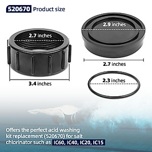 AR-PRO 520670 The Exact Acid Washing Kit Replacement | Compatible with All Pentair Intellichlor Salt Chlorinator Models| Made of Premium, Heavy Duty Plastic - Improving the Parts Lifespan by 50%