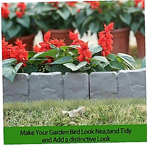 Ruluti 20pcs Flower Bed Decorative Fence Simulation Stone Plastic Garden Edging Border Interlocking Lawn Landscape Stakes, Gray