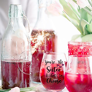 SOCOARZR Sister Gifts,Mothers Day, Valentines Day,Christmas,Birthday Gifts for Sister,Women,Friend - You are the sister I go to choose Wine Glass for Sisters in Law