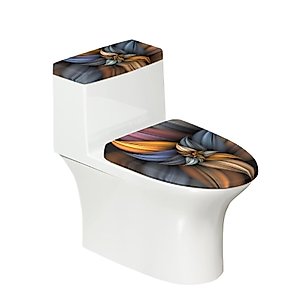 Kathyboom Toilet Lid Covers, Set of 2 Toilet Tank Lid Covers Splash Liquid Resistant Anti Dust Soft Toilet Seat Covers Keep Bathroom Toilet Clean Machine Washable(Fractal Flower)