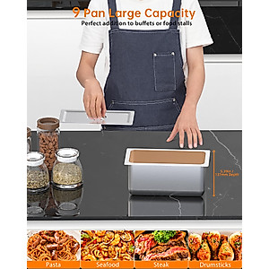 72QT Steam Table 9x8QT Electric Commercial Food Warmer 9-Pans with Acrylic Shield Stainless Steel Bain Marie Countertop with Lockable Wheels for Restaurants Buffets Party 1500W, 110V