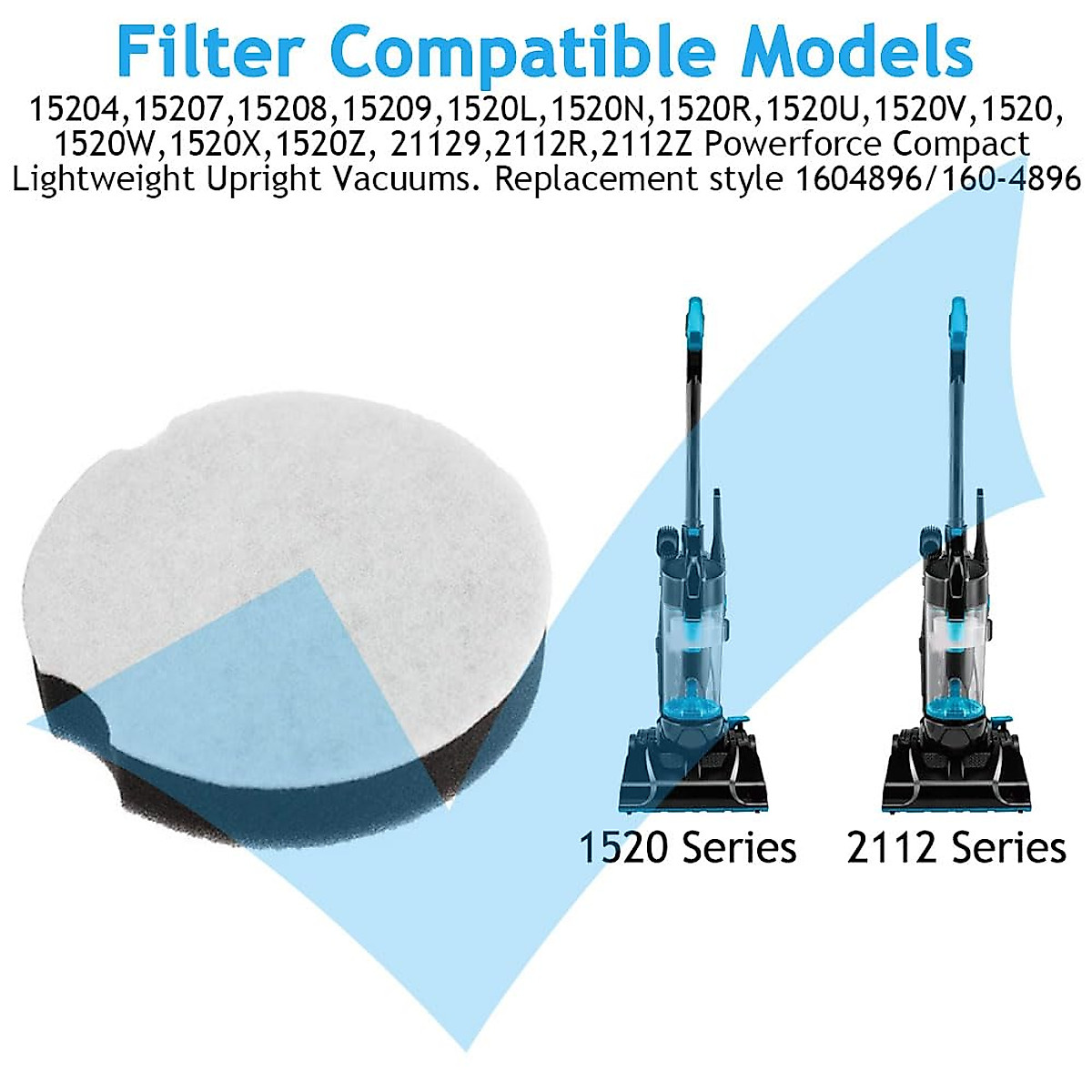 MULTIM Vacuum Cleaner Belts and Filter Cotton Compatible with Bissell 1604895 Replacement Belts and 1604896 Replacement Filter Sponge for 2690, 1520, 2112 Series Vacuum Cleaner