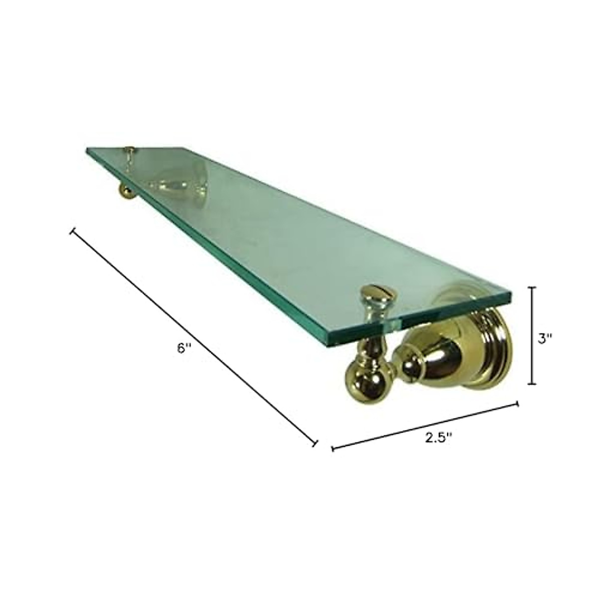 Kingston Brass BA1759PB Heritage Glass Shelf, Polished Brass, 2-1/2"