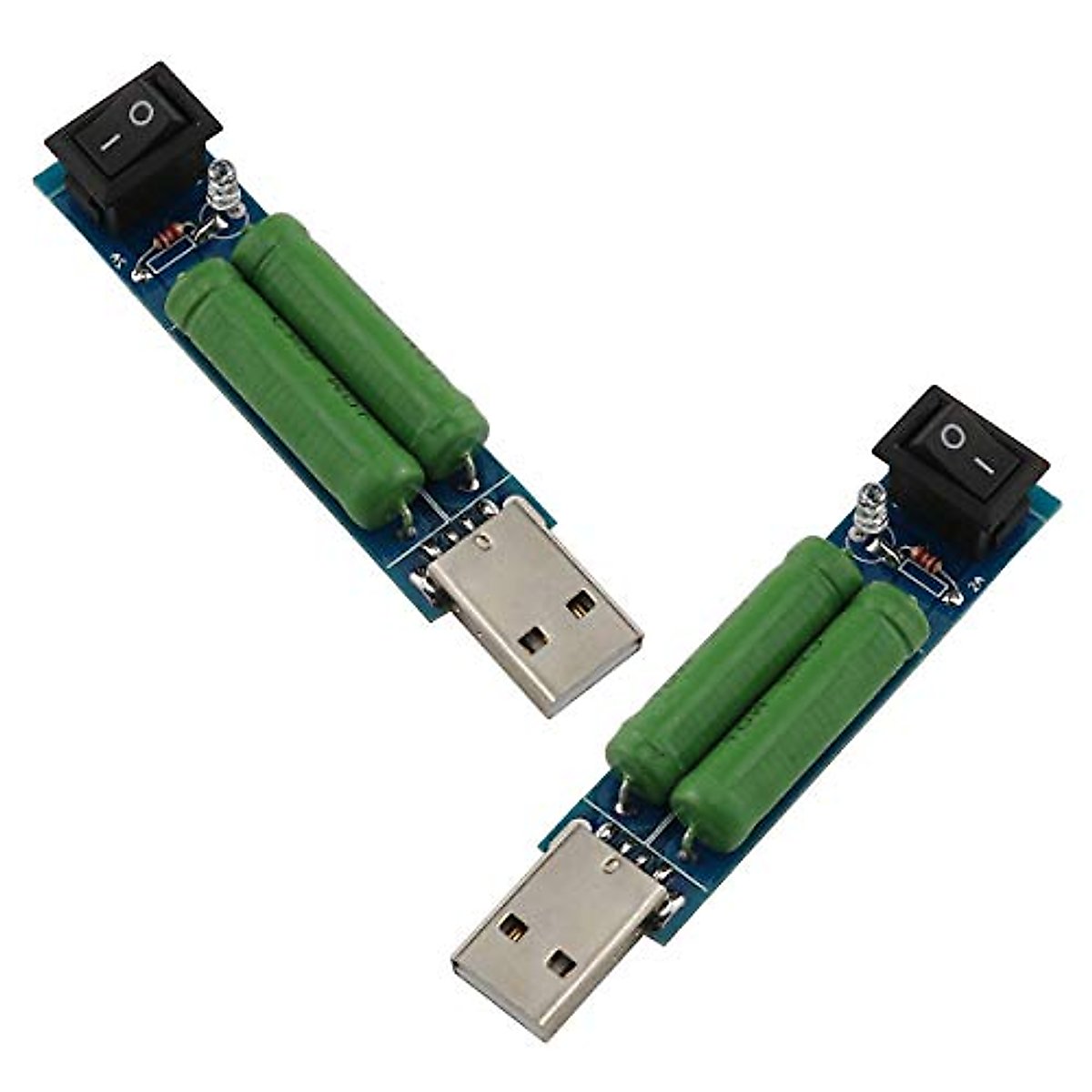 E-outstanding 2pcs Load Resistance Module 5V1A/2A Switchable Load Resistance Discharging Ageing Resistance Electronic Load Detector USB Mini Battery Load Tester Power Bank Discharge Resistor