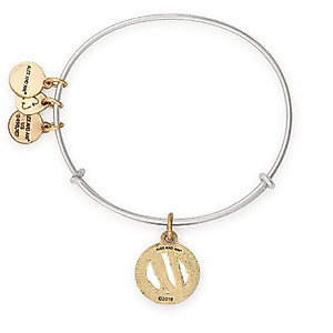 Alex and Ani Women's Initial U II Bangle Two Tone Bracelet, Rafaelian Silver