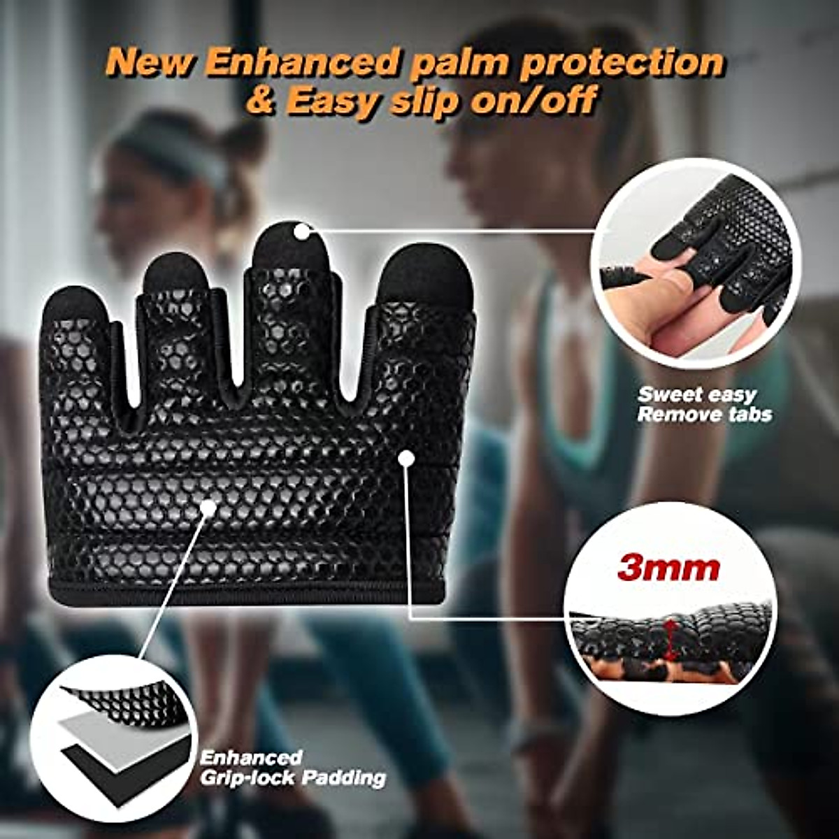 RYMNT Workout Gloves,Short Micro Weight Lifting Gloves Grip Pads with Full Palm Protection & Extra Grip for Men Women Weightlifting,Gym,Cross Training,Powerlifting,WODs.Leopard-Medium
