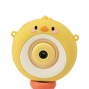 Fdit Kids Camera Abs Silicone Girls Artificial Swag Kids Video Camera with Stand for 3‑12 Years Old (Yellow)
