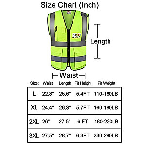 zojo High Visibility Safety Vests With Pockets, Wholesale Reflective Vest for Outdoor Works, Cycling, Jogging, Walking,Sports - Fits for Men and Women (Pack of 10, XL Neon Yellow)