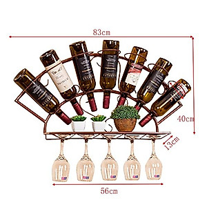 Wine Racks Metal Iron Wine Rack Wall Shelf Hanging Wine Rack Goblet Holder Cup Holder Can Hang 7 Bottles of Wine   Hanging 10 Cups