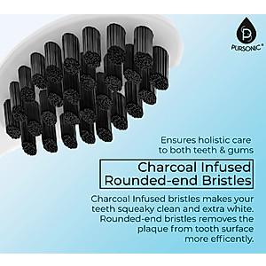 Pursonic Replacement Toothbrush Heads Charcoal Infused Bristles Compatible with Sonicare Electric Toothbrush 6 Pack