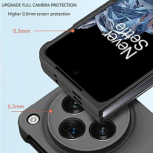Designed for OnePlus Open Case with Screen Protectors [Hard PC Leather Slim Phone Case] [Shockproof Anti-Slip] Slim Case for OnePlus Open 2023 (Black)