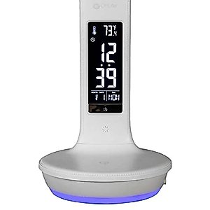 OttLite Desk Lamp with Clock and Wireless Charging Station – Adjustable Neck, Touch Controls, 3 Color Temperatures, ClearSun LED, Clock Display, for Work, Study, Reading, Crafting ( White )