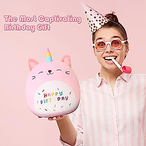 SQEQE Cat Plush Toy Unicorn Cat Stuffed Animal Cute Birthday Cat Plushies Pillow Soft Plushie Doll Gifts for Kid Decor(Pink Caticorn, 10 inch)