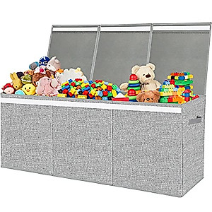 Pantryily Extra Large Toy Box for Girls Boys - Collapsible Kids Toy Chest Boxes Organizers and Storage for Nursery,Playroom,Office 35.8"x12.6"x16"(Grey)