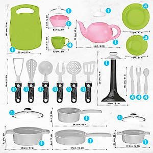 TECHNOK 83PCS Pretend Play Kitchen Toys Cookware with Play Food Toy Set - Play Dishes Cookware Set - Large Toy Pots and Pans for Kids Kitchen Pretend Dishes - Play Food Set - Cooking Utensils