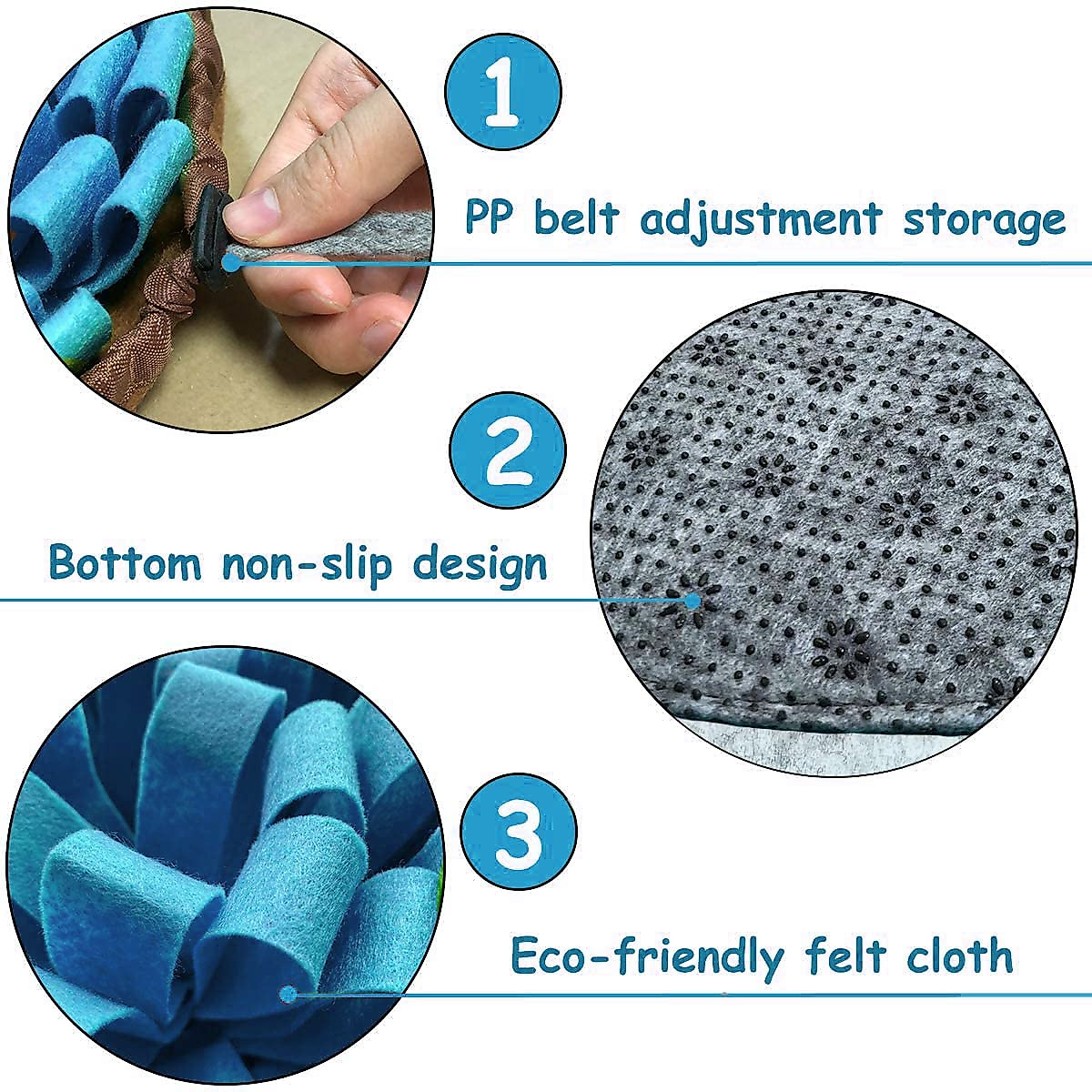 NEECONG Dog Snuffle-Mat Slow-Feeder-Bowl - Simulating Grassland for Boredom, Encourages Natural Foraging Skills for Pet, Treat Indoor Outdoor Stress Relief（Blue）