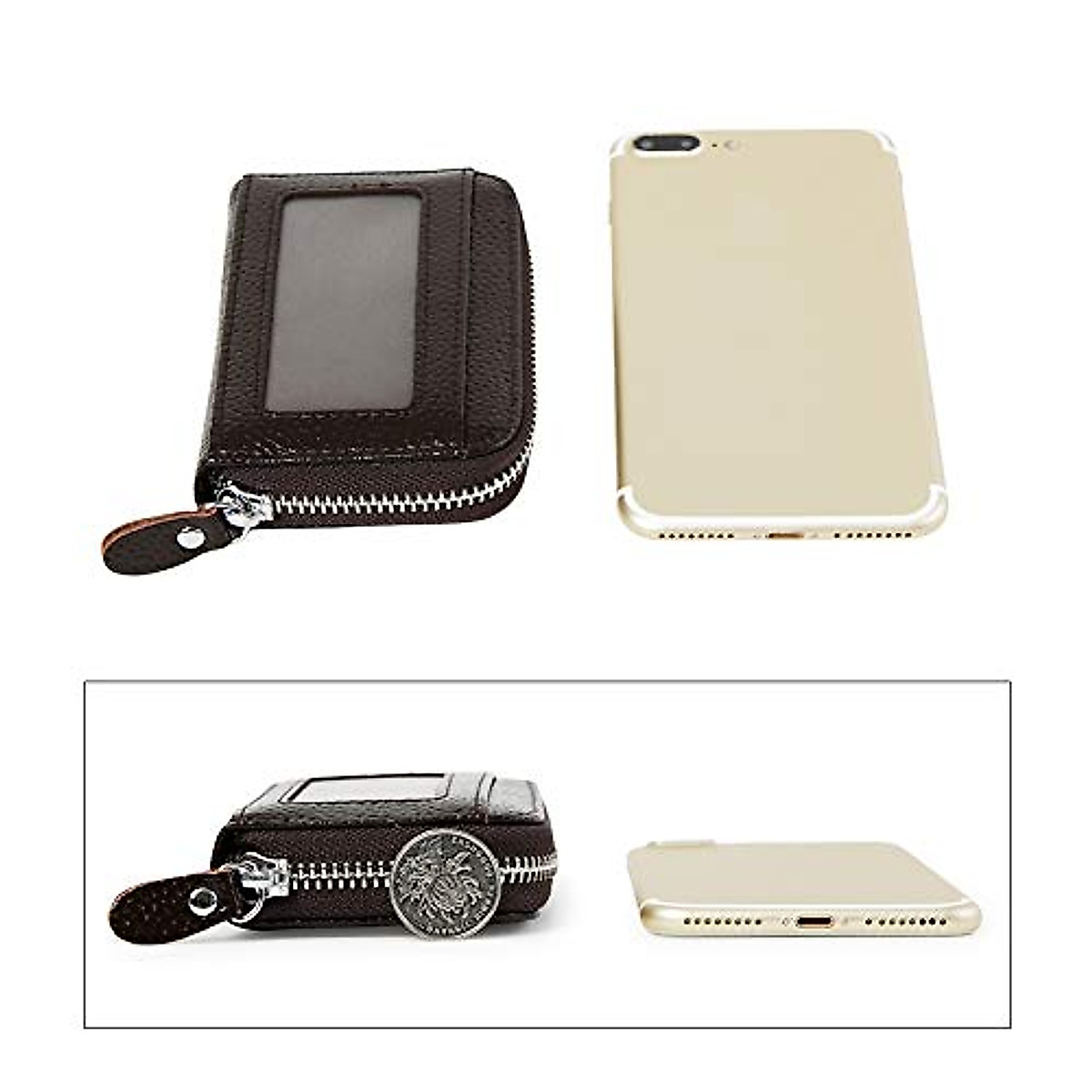 Women's RFID Blocking 12 Slots Credit Card Holder Leather Accordion Wallet,coffee