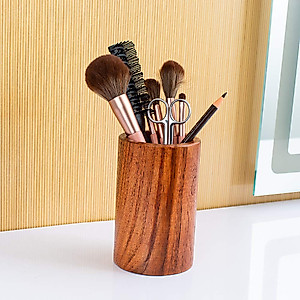 Wooden Kitchen Utensil Holder, 5.8 x 3.7 Inch, Natural Acacia Wood Cooking Utensil Holder for Countertop, Utensil Crock Organizer for Spoons Spatula Spurtles Skimmer Cooking Tools Straws