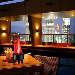 Electronic LED Fake Fire Flame Simulated Flame Effect Light No Heat Base Support Halloween Artificial Flame 3D Campfire Centerpiece for Christmas, Festival Night Clubs (3D Triangle Flame)