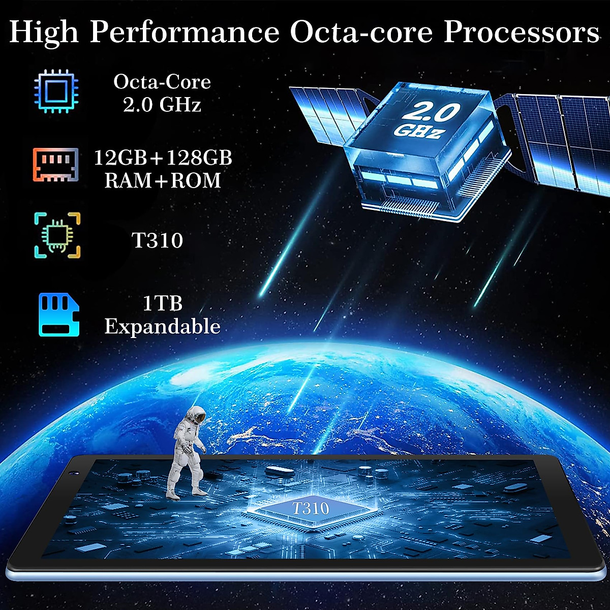 SEBBE Tablet 10 Inch Android 13 Tablet PC 12GB RAM + 128GB ROM TF 1TB Octa-Core 2.0 GHz, Bluetooth 5.0 | 5G WiFi | 6000mAh | 1280 * 800 | 5MP+8MP, Tablet with Keyboard and Mouse Blue