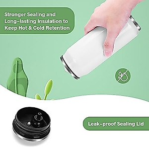 MultiOutools 4 Pack Sublimation Tumblers Blanks Cans, 16oz Stainless Steel Tumbler with Plastic Straw, Double Wall Insulated Beer Cans Cups for Tumbler Heat Press Machine Sublimation Printing