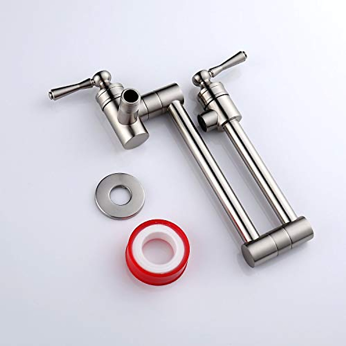 BULUXE Pot Filler Faucet Wall Mount,Brushed Nickel Finish and Single Hole 2 Handles with Dual Swing Joints Design