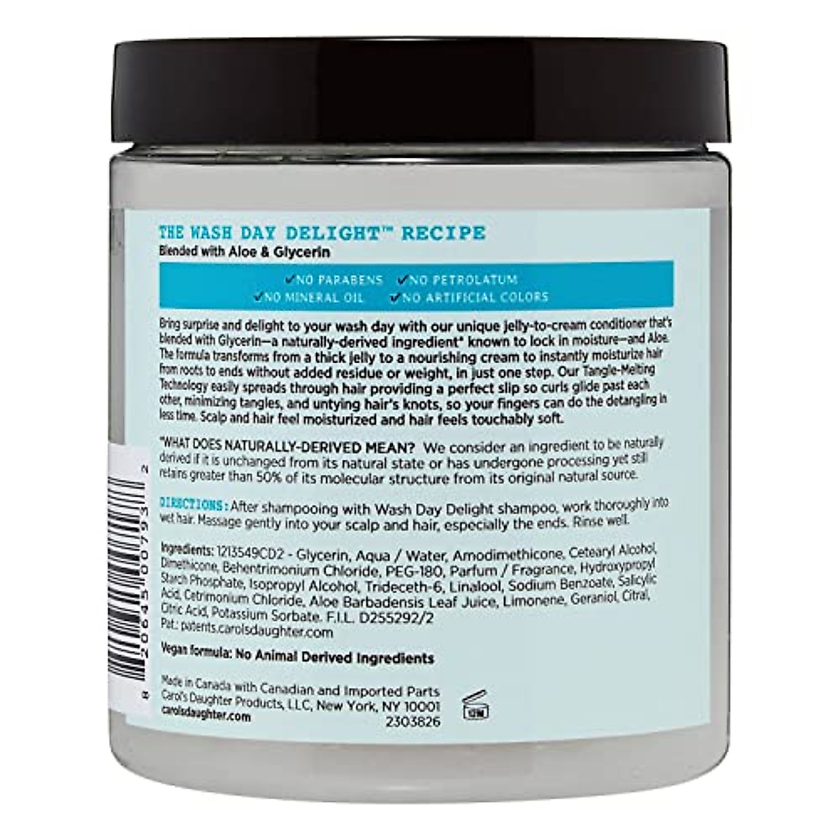 Carol’s Daughter Wash Day Delight Detangling Jelly-To-Cream Conditioner with Glycerin and Aloe, Paraben-Free for Moisture, Hydration and Shine, Moisturizing, Curly Hair , 20 Oz