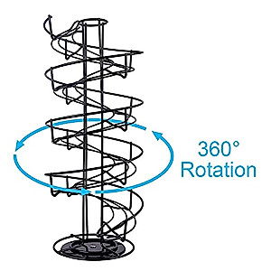 Rotating Egg Organizer Basket, Spiral Design Metal Egg Rack, Stable Base Egg Dispenser Rack, Large Capacity Egg Storage Display Holder Rack, Egg Rack Countertop, Kitchen (Without Handle Black)