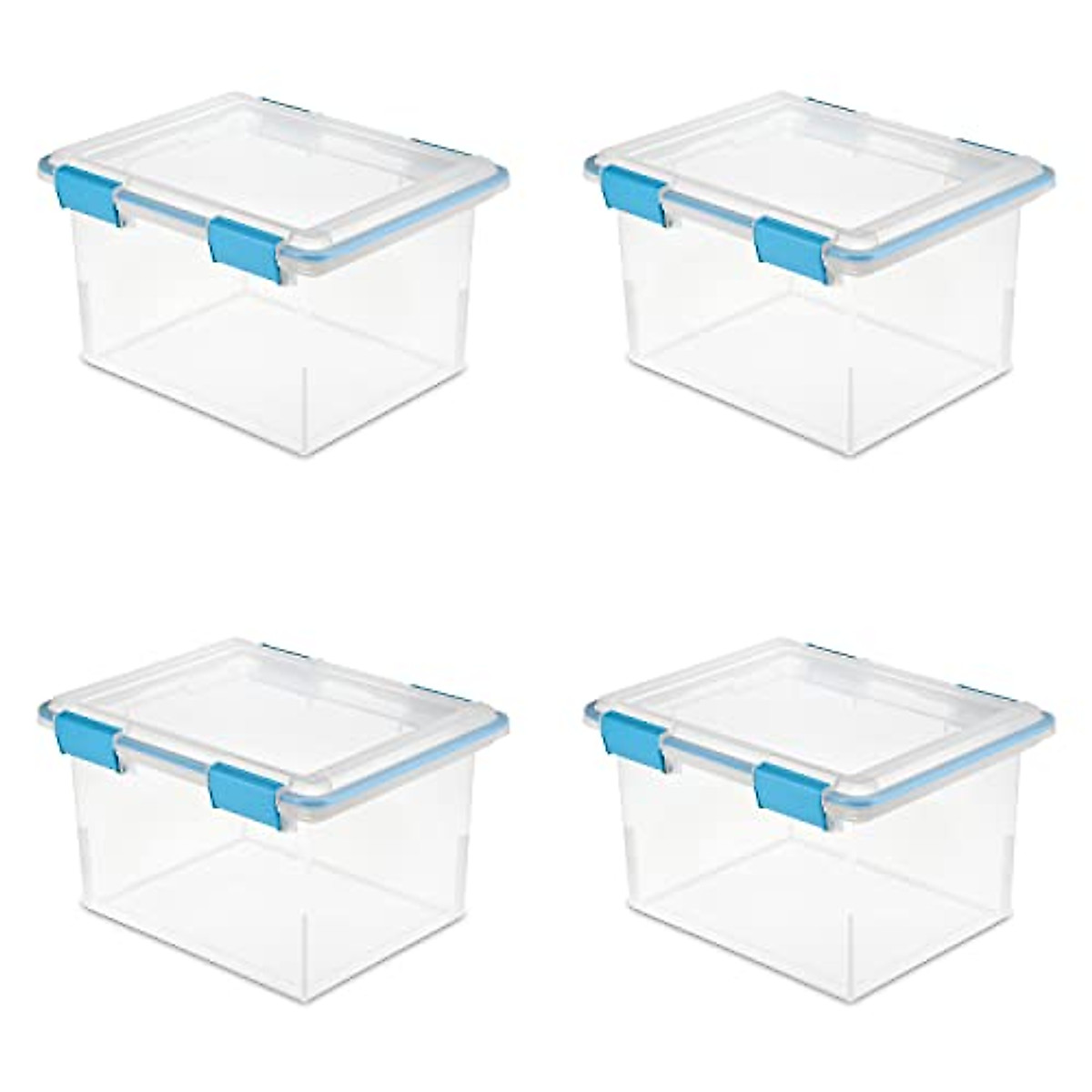 SABIB 32 Quart Clear Plastic Stackable Storage Container Box Bin, 4 Pack