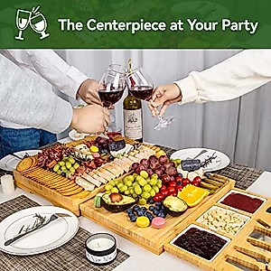 Maxboro Extra Large Charcuterie Board Set, Mothers Day Gifts for Mom from Daughter Son, Premium Bamboo Cheese Board and Knife Set, Cool Meat & Cheese Platter Tray, House Warming Gifts for New Home