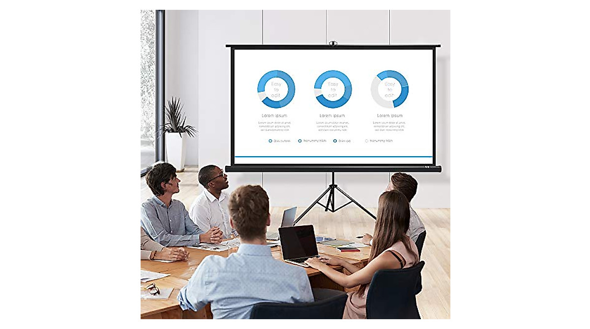 HYZ 100-Inch Projector Screen with Stand - Easy Setup for Indoor ...