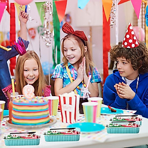 Tanlade 100 Pack Mini Loaf Pans with Lids 6.8 Oz Aluminum Foil Disposable Baking Pans Rectangle Cake Pans Muffin Tins Brownie Pan with Spoons for Cupcake Dessert Loaf Ramekin, Blue