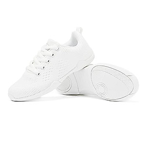 Danzcue Adult Youth White Cheer Shoes, Lightweight Breathable Cheerleading Shoes, Womens Athletic Training Cheer Sneakers, 7.5M