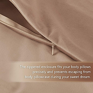 StangH Pregnancy Pillow Cover, Nursery Soft Velvet Body Pillowcase, King Size Zippered Long Pillowcase Cover for Kids/Toddler, Blush Beige, 20 x 54 inches, 1 Pc