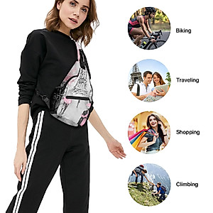 Yrebyou Art Paris Eiffel Chest Sling Bag Crossbody Backpack Travel Hiking Casual Daypack for Women Men Multipurpose Lightweight Fashion Shoulder Bag for Biking Climbing Runner