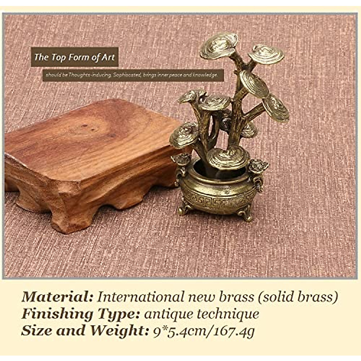 LOTONJT Brass Statue Miniature Ganoderma Mushroom Bonsai Sculpture Fairy Herb Feng Shui Money Tree Garden Yart Art Retro Metal Statue Indoor Decor Tearoom Metaphysical Talisman Wealth Prosperity