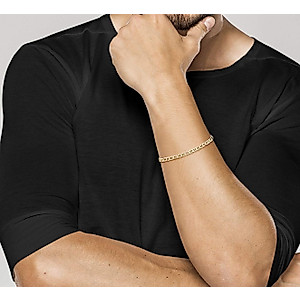 Miabella 18K Gold Over Sterling Silver Italian 3mm, 4mm Solid Diamond-Cut Mariner Link Chain Bracelet for Men Women, Made in Italy (4mm - Length 8 Inches)