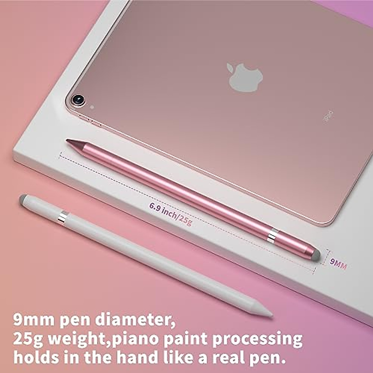 Stylus Pens for Touch Screens, Black Ballpoint Pen with Stylus Tip, 3 in 1 Stylus Pen for iPhone/iPad/Tablet/Android/Microsoft/Surface, Universal Stylus Compatible with All Touch Screens (Rose Gold)