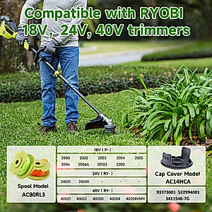 A ANLEOLIFE .080in Twisted Line Spool #AC80RL3 for RYOBI Cordless Auto-Feed String Trimmers 18v 24v and 40,11ft-Long (12 Spools & 2 Cap)