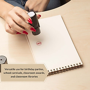 Round Self Inking Rubber Stamps, Copy, Entered, Late, Posted, OK Phrase in Circle Stamper with Vibrant Red Ink (OK)