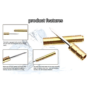 Ice Pick with Safety Cover, Puer Puerh Tea Pick Needle Professional Ice Pick Tea Cake Pick Tool Solid Copper Handle for Picnics, Camping, Outdoor Activities, Bar, kitchen, And Restaurant (Gold Copper)