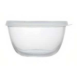ACHED 5-inch Clear Glass Bowls with Plastic Lid, Perfect for preparing ingredients, serving desserts, dips, soups, salads, cereal, candy dishes, and nut bowls - Set of 6