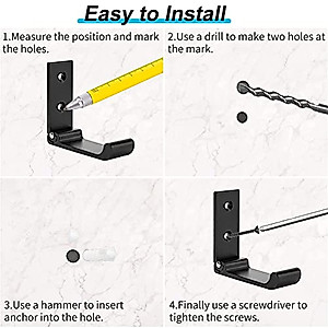 Aothpher 5 Pack Folding Coat Hooks Heavy Duty Aluminum Alloy Wall Hooks for Hanging Robe, Coat, Towel, Keys, Bags, Home, Kitchen, Bathroom Wall Mounted,Matte Black